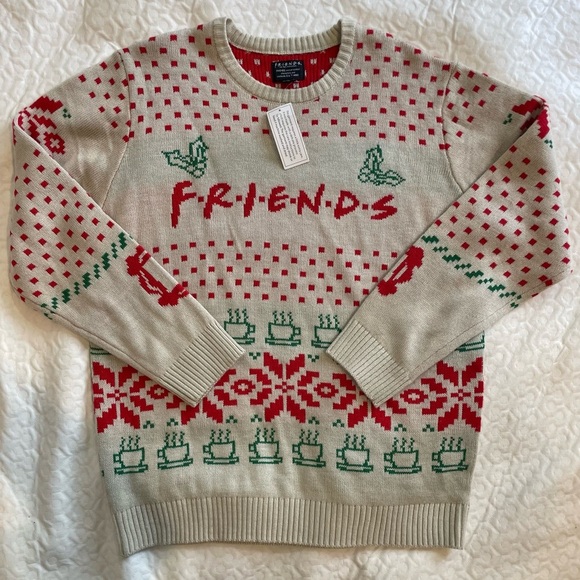 FRIENDS | Sweaters | Nwt Friends Graphic Christmas Sweater Xl Cream Red ...